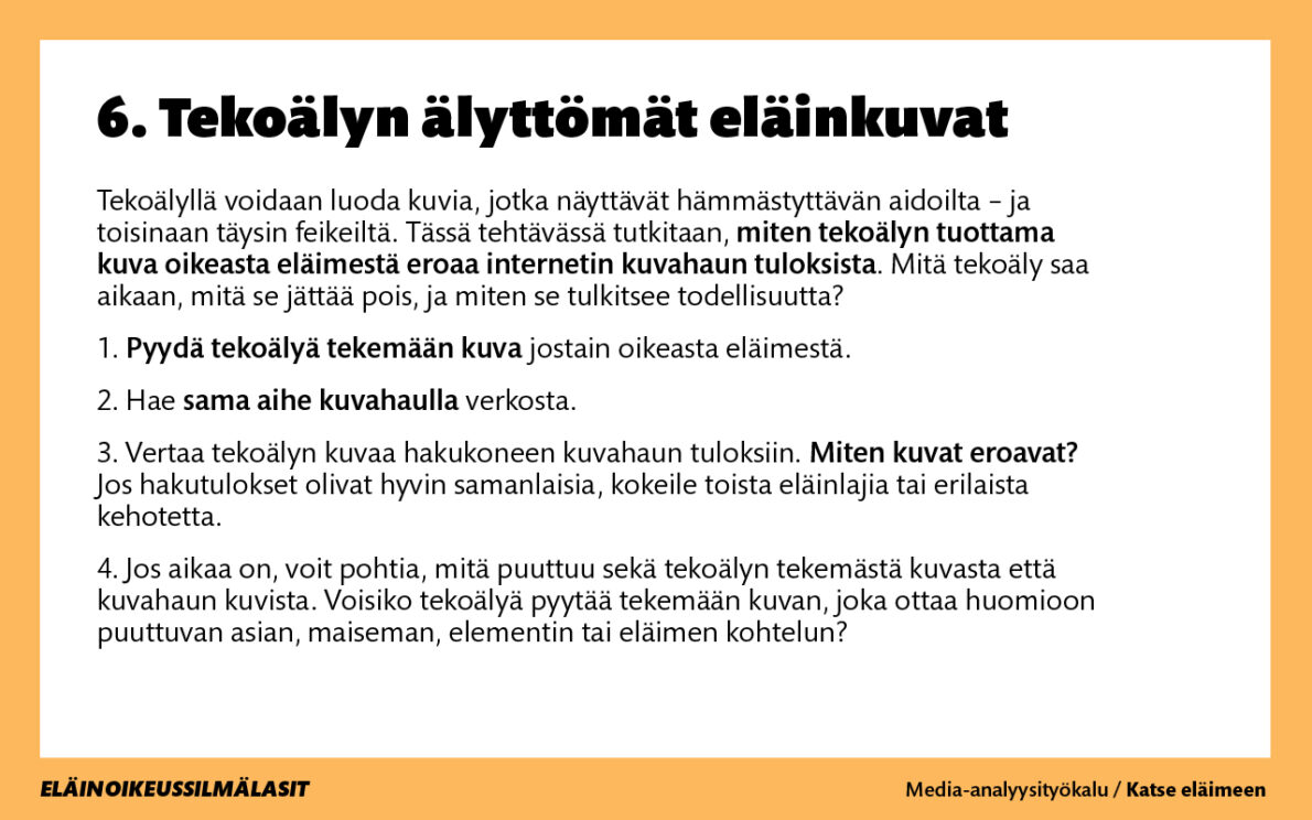 Katse eläimeen -oppimateriaalit - Animalia